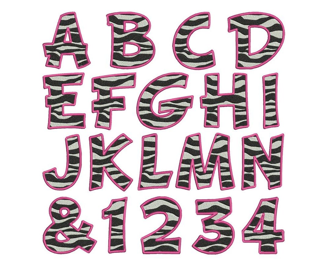 Machine Embroidery Zebra Print Alphabet Numbers Set - Etsy