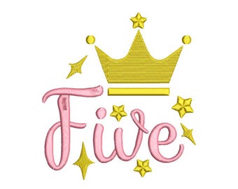 Princess Tiara + Pearls #5 Applique Machine Embroidery Design Birthday ...