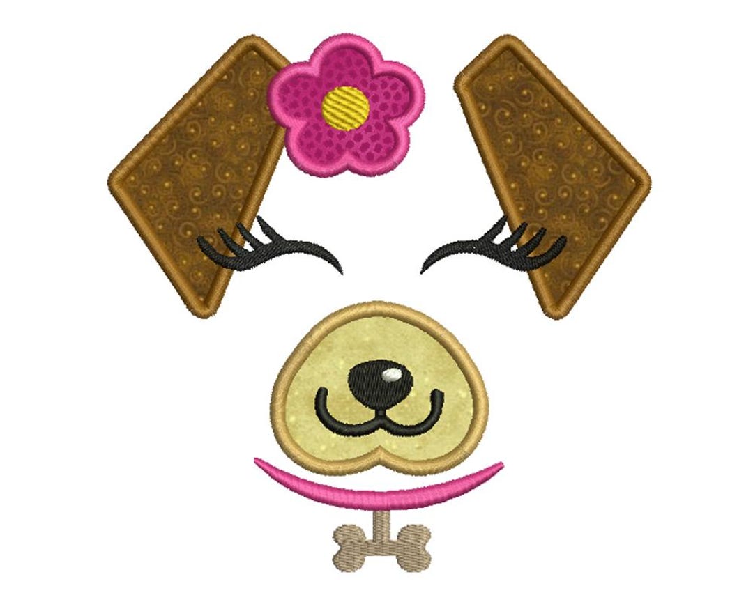 Machine Embroidery Applique Girl Dog Animal Face - Etsy