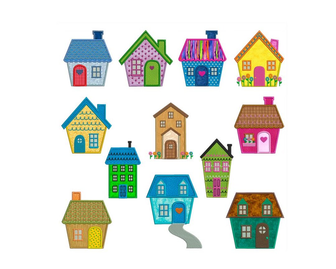 Machine Embroidery Houses Applique Home Set - Etsy