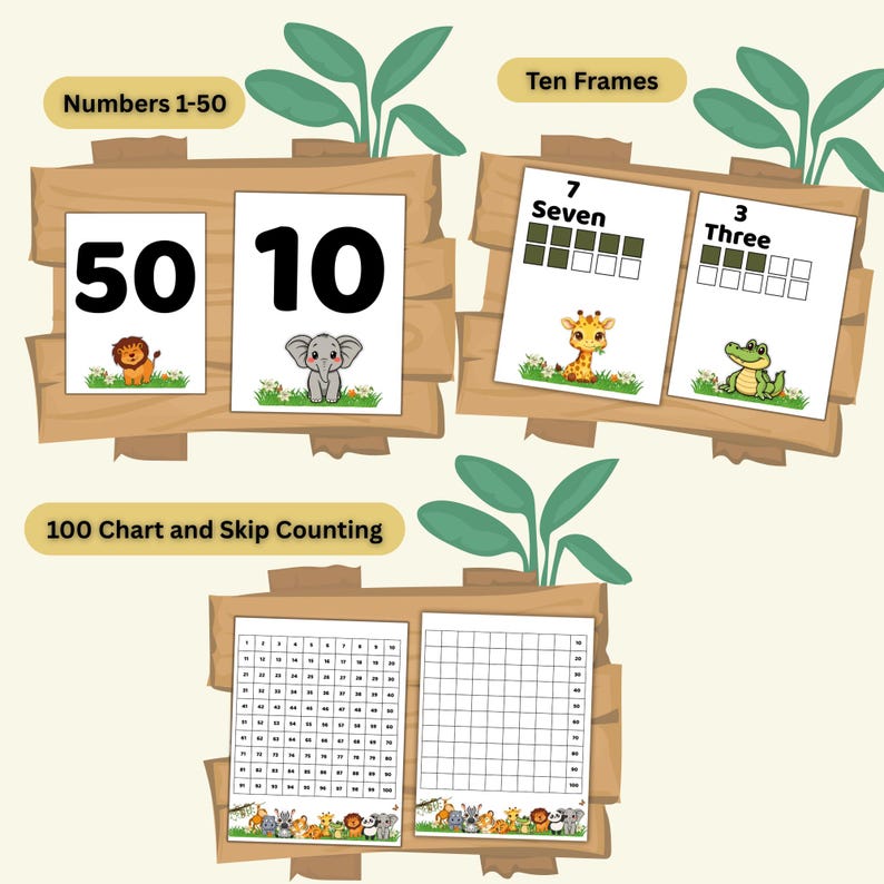 Safari Number Posters 1-50 – Preschool Math Decor (digital Download) - Etsy