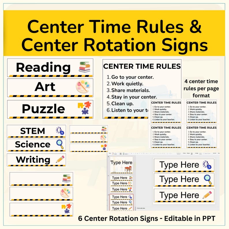 Construction Classroom Center Signs Editable | Learning Centers Labels ...