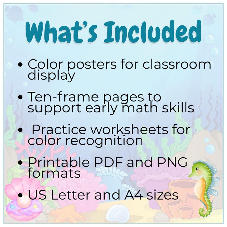 Under the Sea Colors Posters & Ten Frames | Color Recognition ...