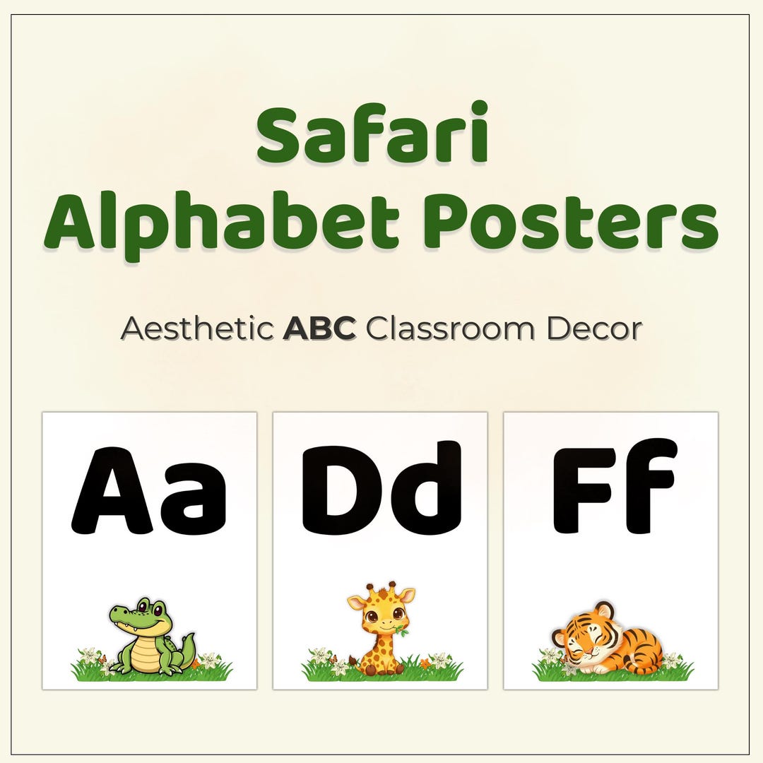 Safari Alphabet Posters A–Z | Printable ABC Classroom Decor | Preschool ...