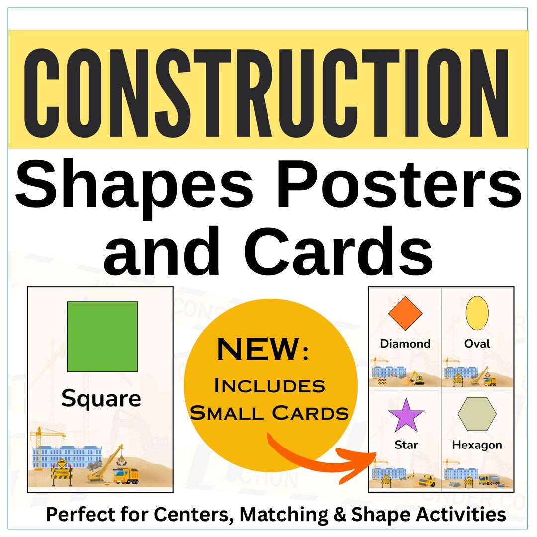 Construction Shapes Poster and Cards | Preschool Classroom Decor (PDF ...