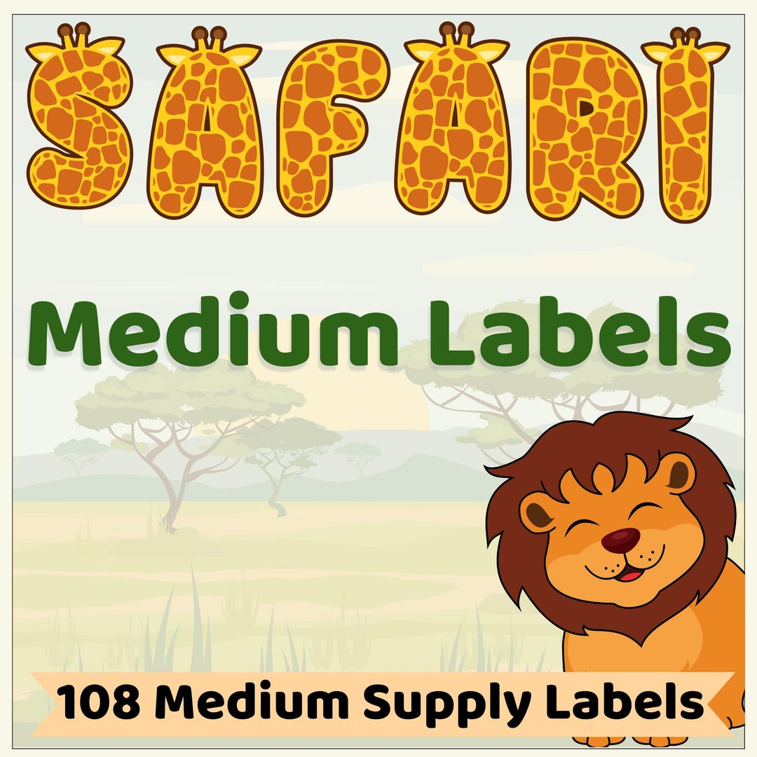 Safari Animal Classroom Medium Labels | Teacher Organization (PDF & PNG ...