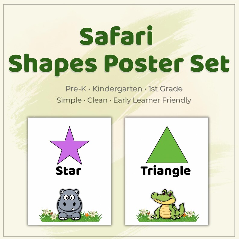 Safari Shapes Posters for Kids | Printable Basic Shapes Wall Art ...