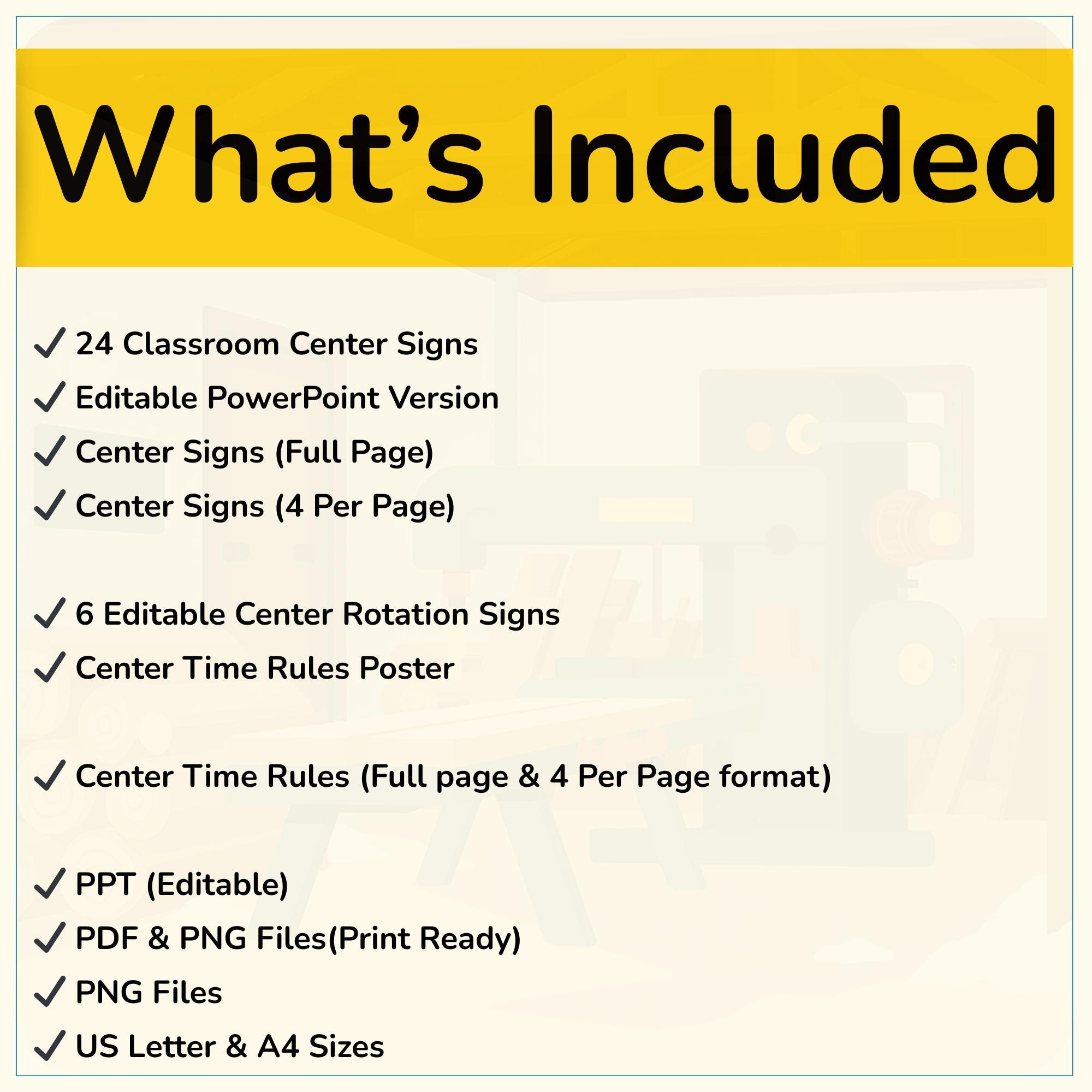 Construction Classroom Center Signs Editable | Learning Centers Labels ...