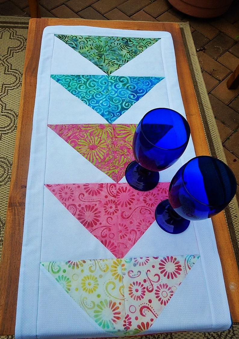 Batik Flying Geese Quilted Table Runner - Etsy