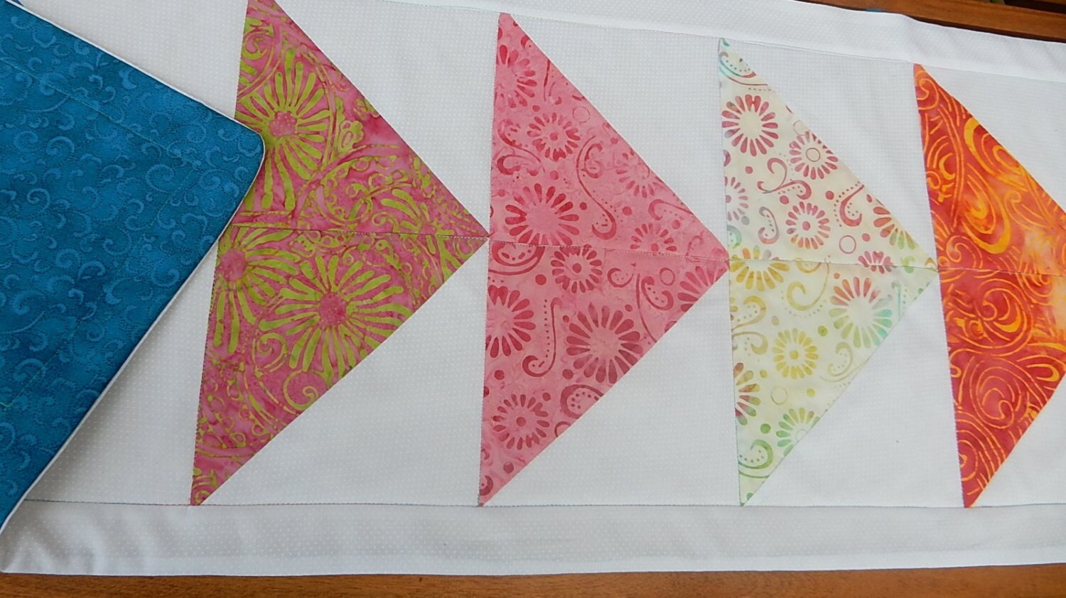 Batik Flying Geese Quilted Table Runner - Etsy