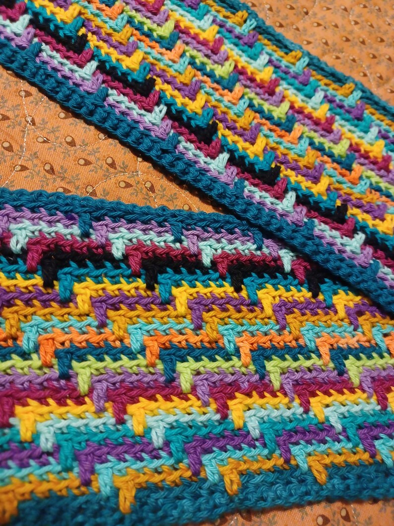 Handmade Mosaic Crochet Apache Tears Stitch Cotton Scarf - Etsy