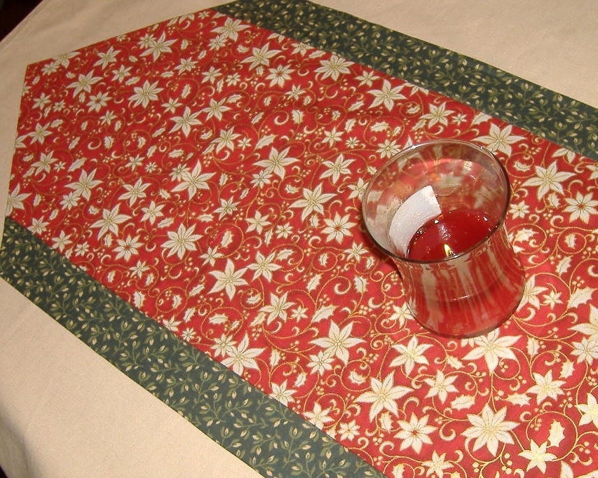 Christmas Table Runner White Poinsettia - Etsy