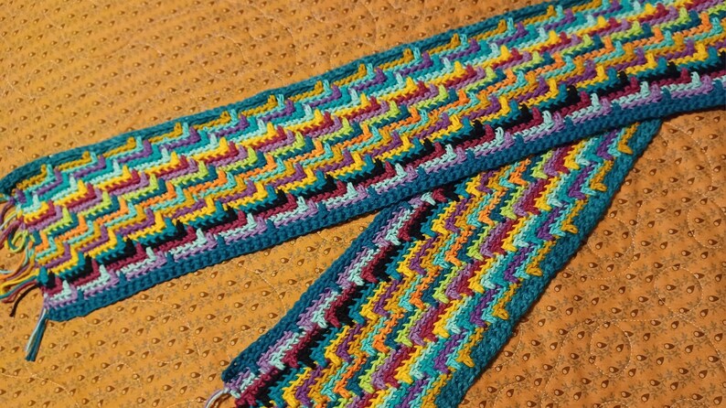 Handmade Mosaic Crochet Apache Tears Stitch Cotton Scarf - Etsy