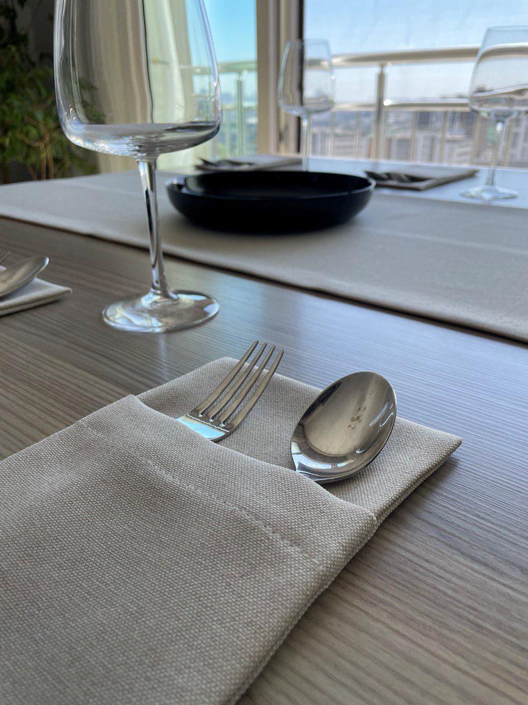 Light French Beige Linen Cutlery Holder, Tableware Pouch, Elegant ...