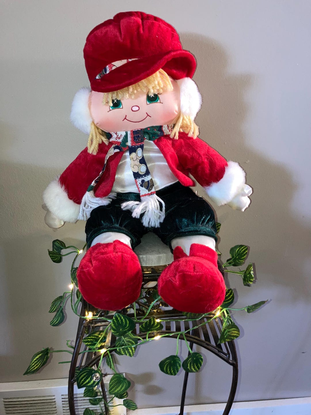 Vintage 1996 Old-time Kids Rag Doll, Folk Art Christmas Figure, Large ...