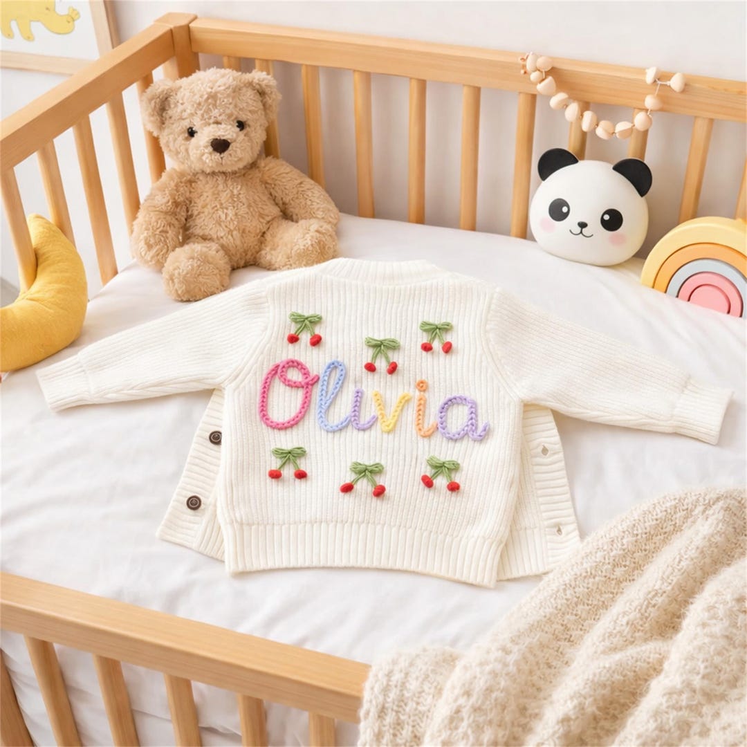 Personalized Knit Baby Cardigan,custom Embroidered Name Cardigan ...