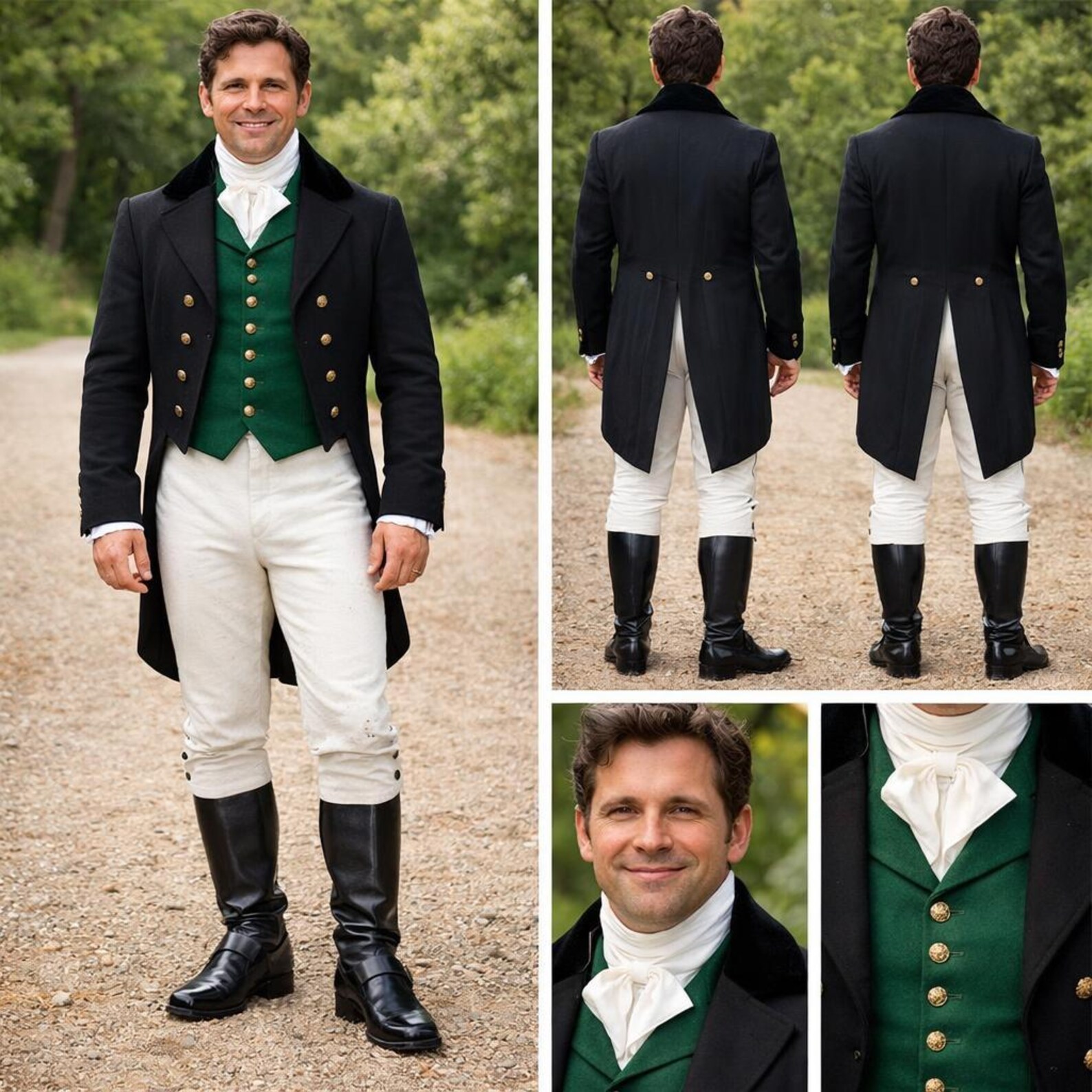 Men's Black Wool Regency Coat Historical Wedding Costume Dress - Etsy