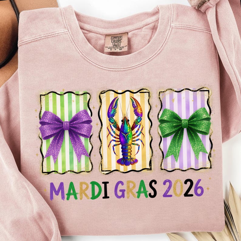Preppy Mardi Gras 2026 PNG, Crawfish Coquette Bow (digital Download) - Etsy