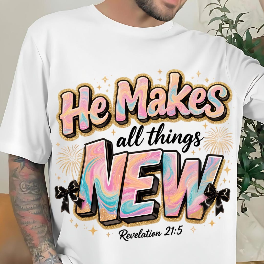 He Makes All Things New PNG, Pastel Glitter Bible Verse (digital ...