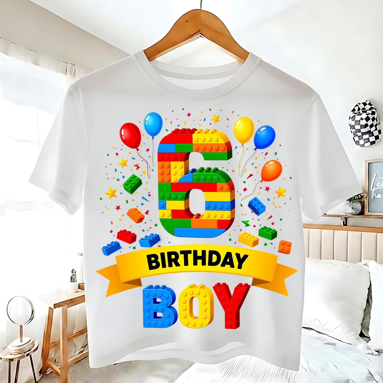 6th Birthday Building Blocks PNG, 6 Year Old Boy Party Design, Colorful ...