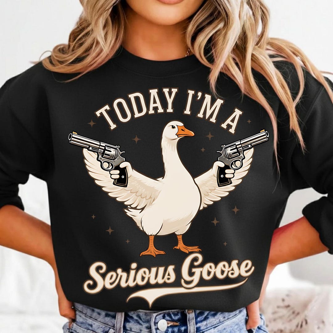 Today I’m A Serious Goose Png, Funny Goose With Guns Clipart, Meme Bird ...