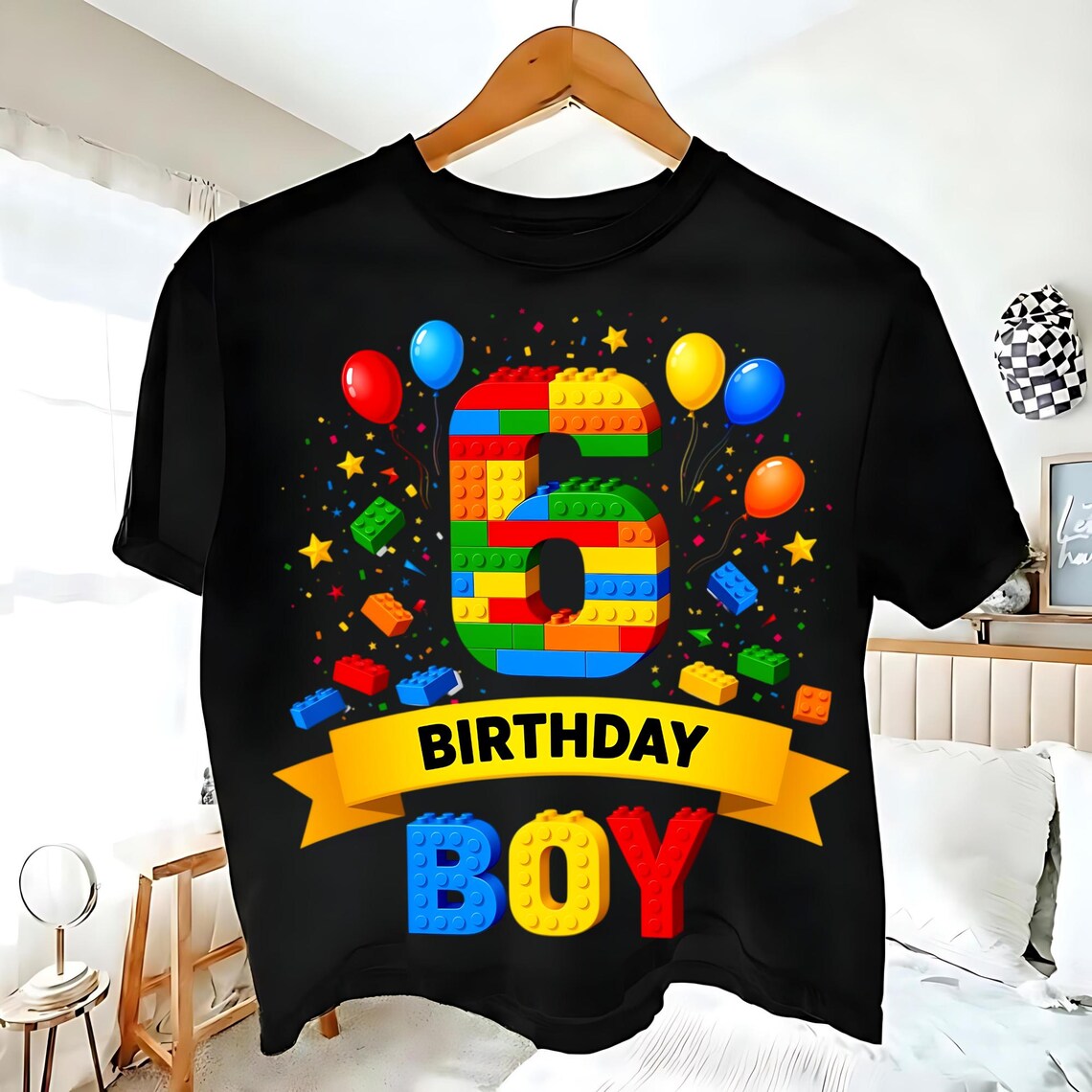 6th Birthday Building Blocks PNG, 6 Year Old Boy Party Design, Colorful ...