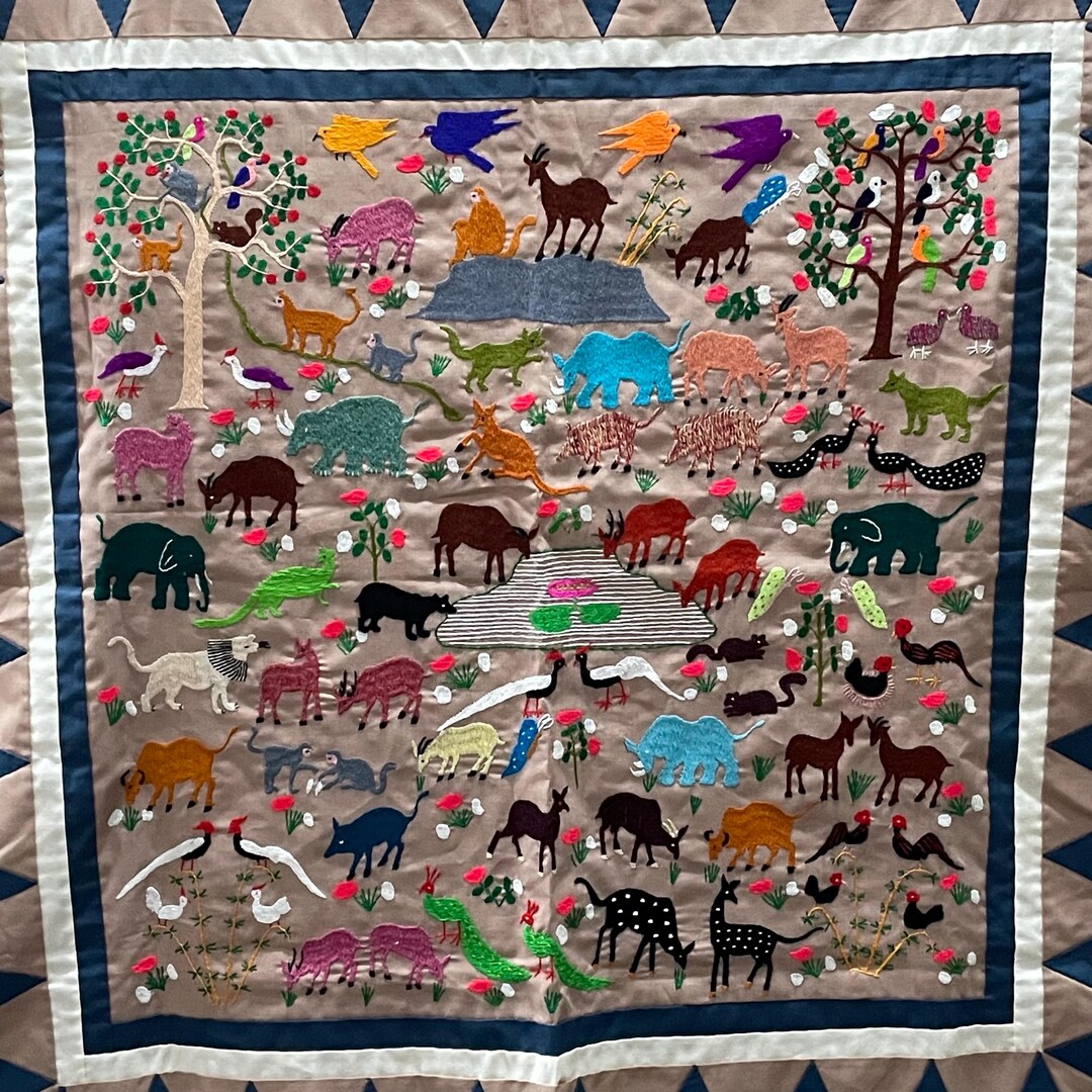 Hmong Vintage Embroidered Animals Hanging Panel - Etsy