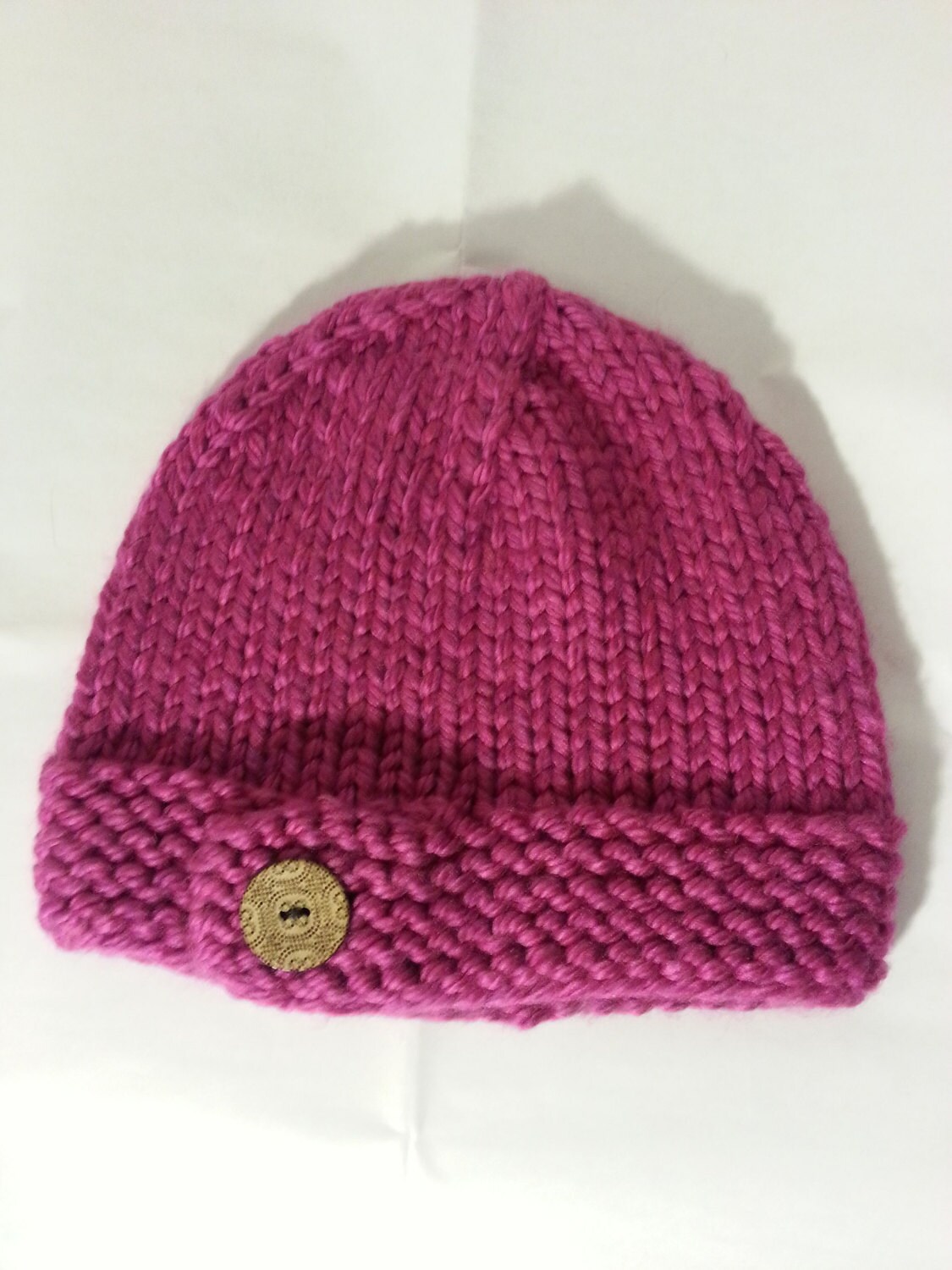 Knit Hat Women's Adult Chunky Big Button Beanie Honolulu Pink - Etsy