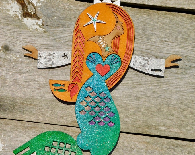 Mermaid 'jumping Jack' Automata, Hand-painted, Laser Cut / Lasercut Mdf ...