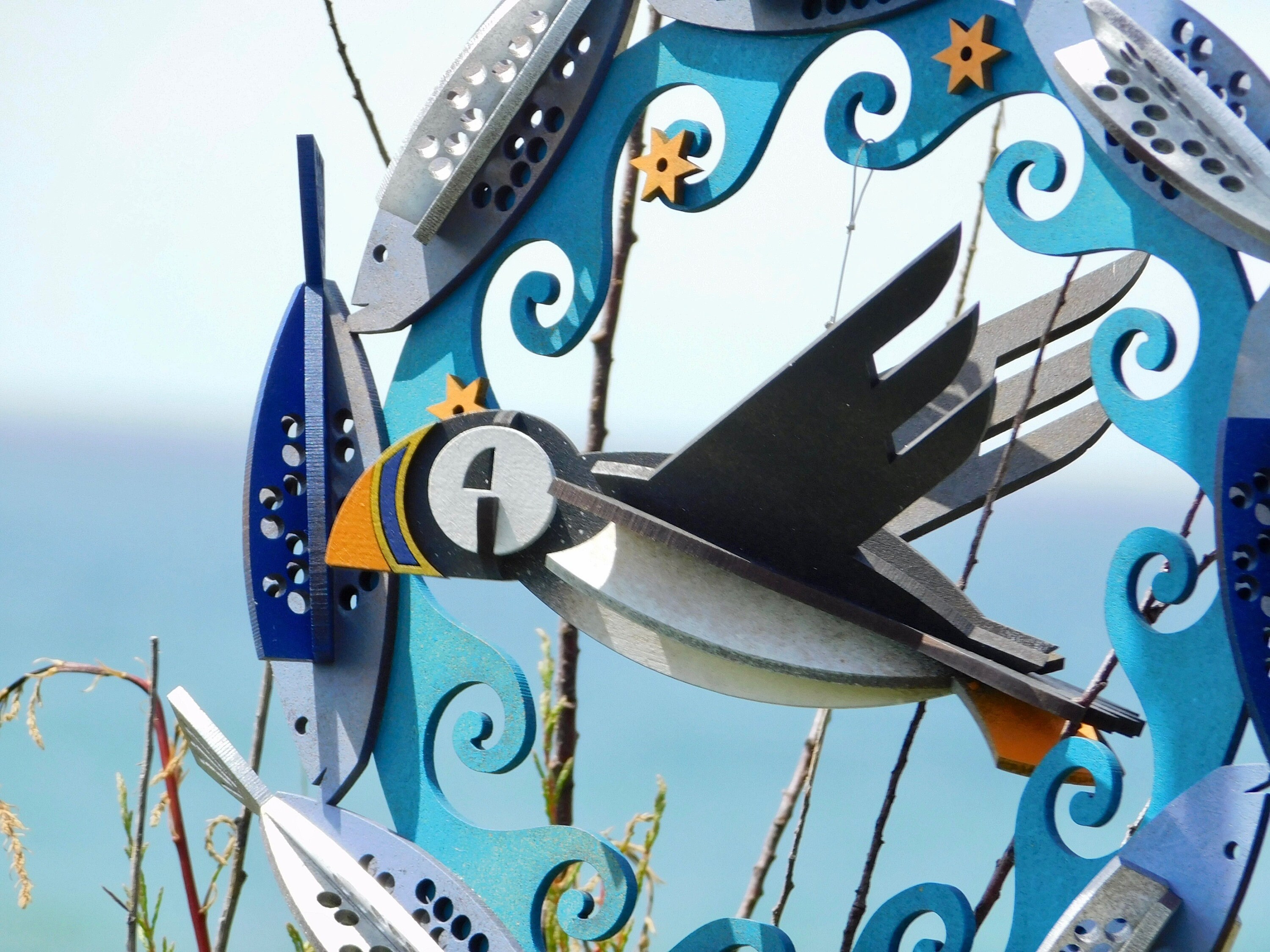 Flying Puffin Decoration With or Without Fish Wreath. Laser | Etsy