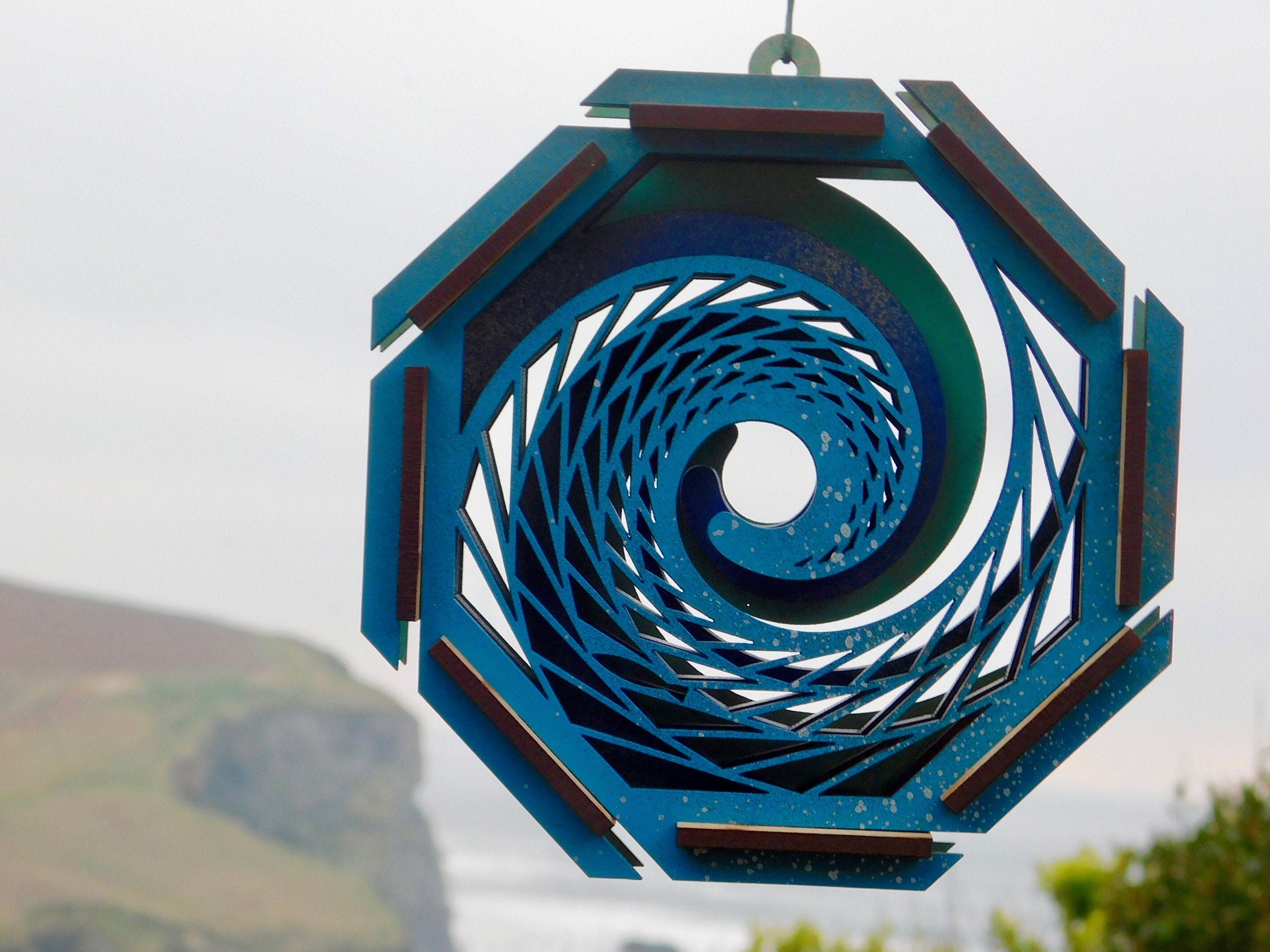 Wave octagon geometric layered decoration laser cut / | Etsy