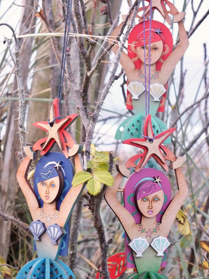 Dancing Mermaid of Mawgan Porth Cornish Decoration Laser Cut - Etsy