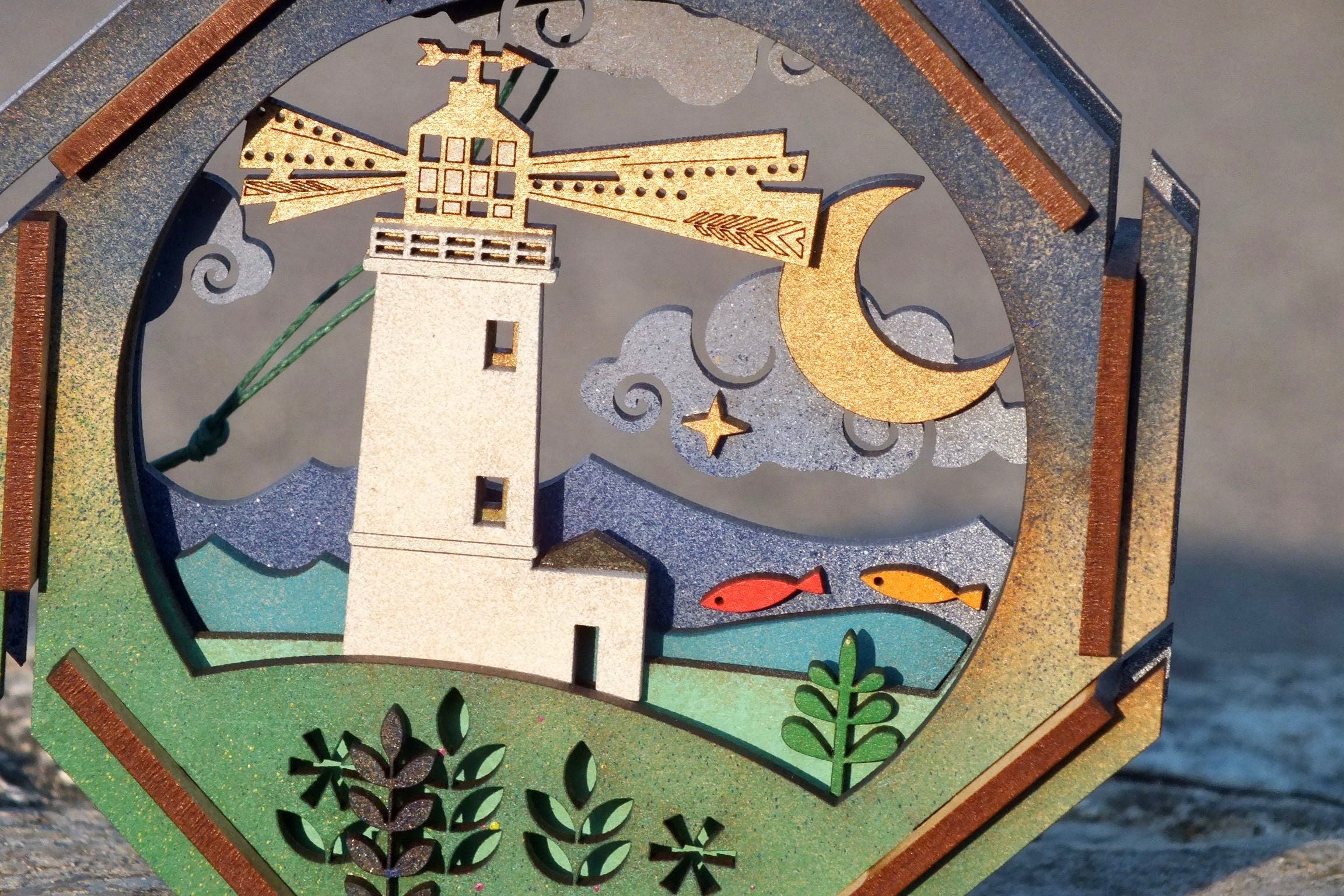 Lighthouse, Diorama Octagon, Cornwall, Laser Cut Layered Wooden Wall ...