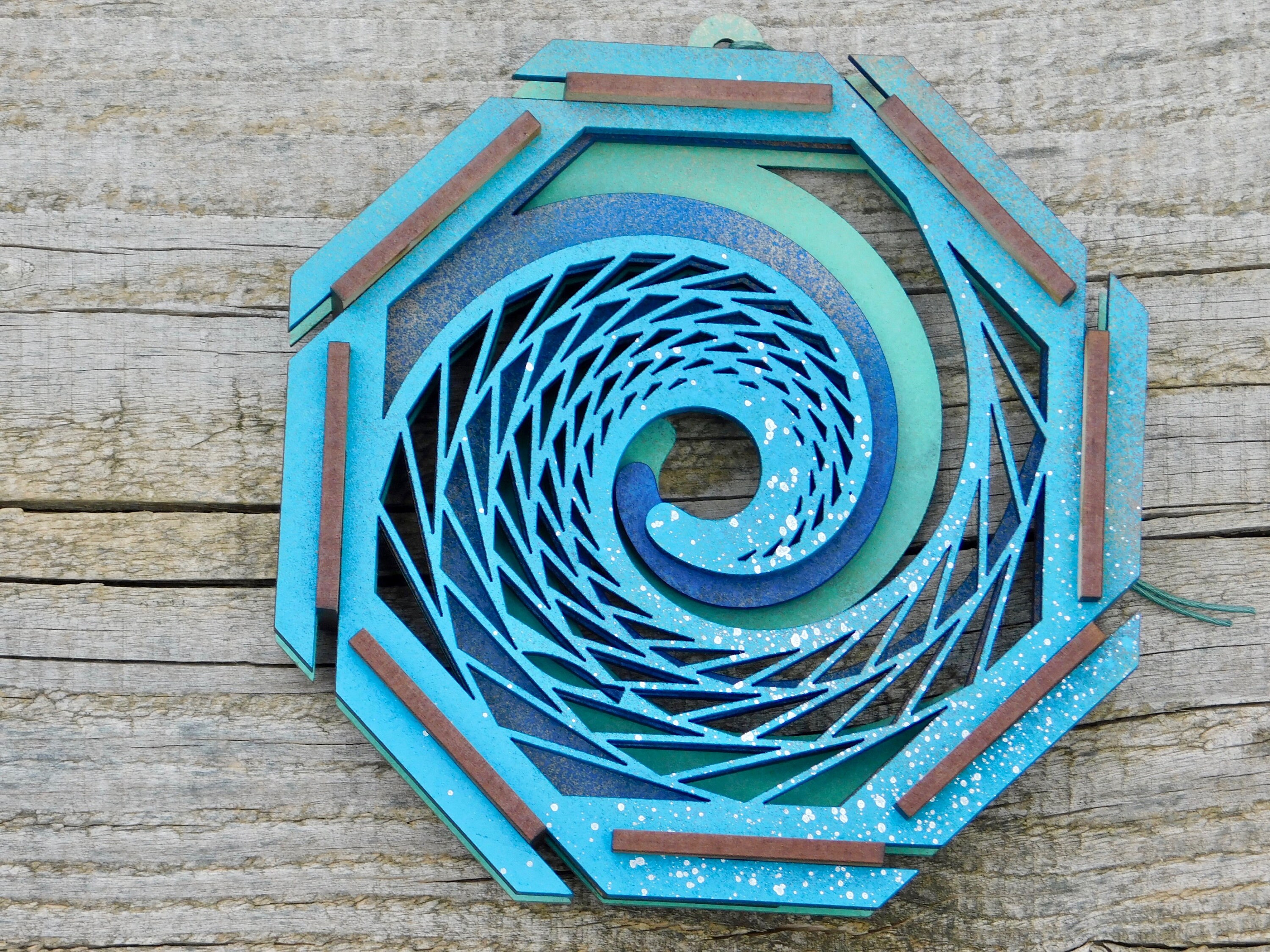 Wave octagon geometric layered decoration laser cut / - Etsy 日本