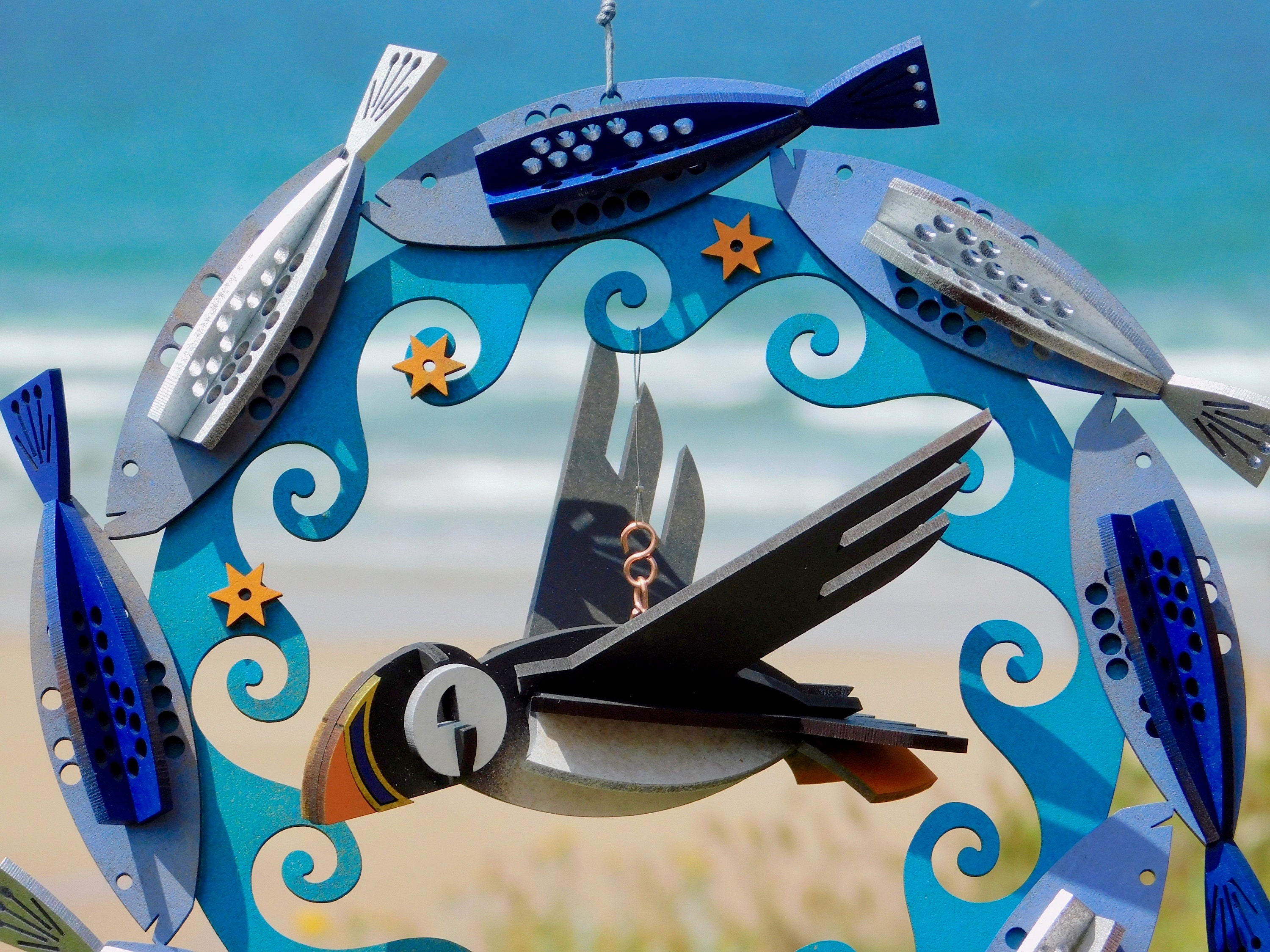 Flying Puffin Decoration With or Without Fish Wreath. Laser | Etsy