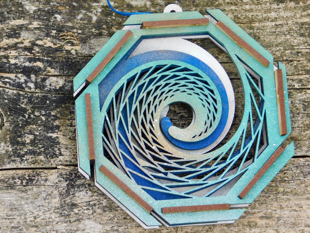 Wave, Octagon, Geometric, Layered Decoration, Laser Cut / Lasercut Mdf ...
