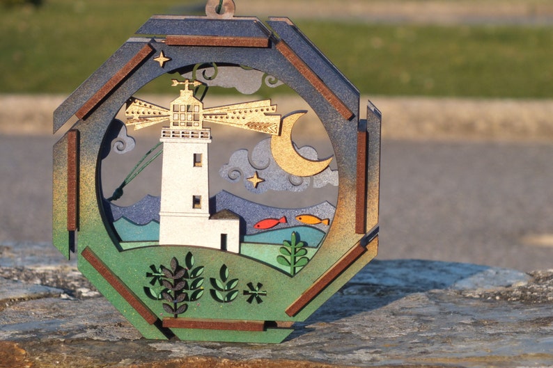Lighthouse, Diorama Octagon, Cornwall, Laser Cut Layered Wooden Wall ...