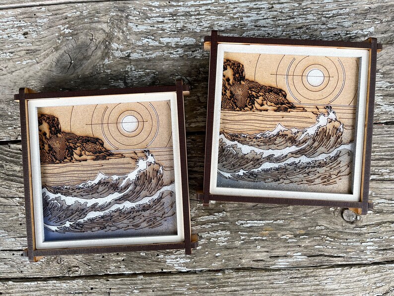 Mawgan Porth ‘the Great Wave’ Square Lasercut Painting MDF - Etsy