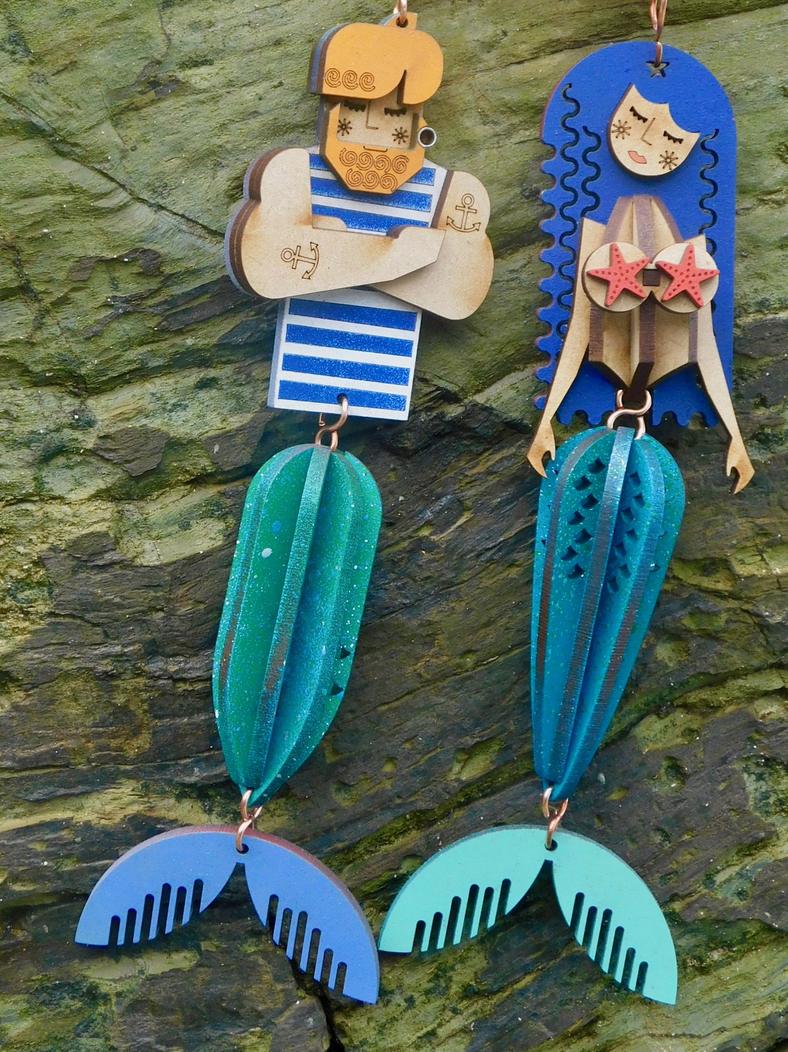 Mermaid Merman Mermate Merfolk Hanging Decorations, Laser Cut ...