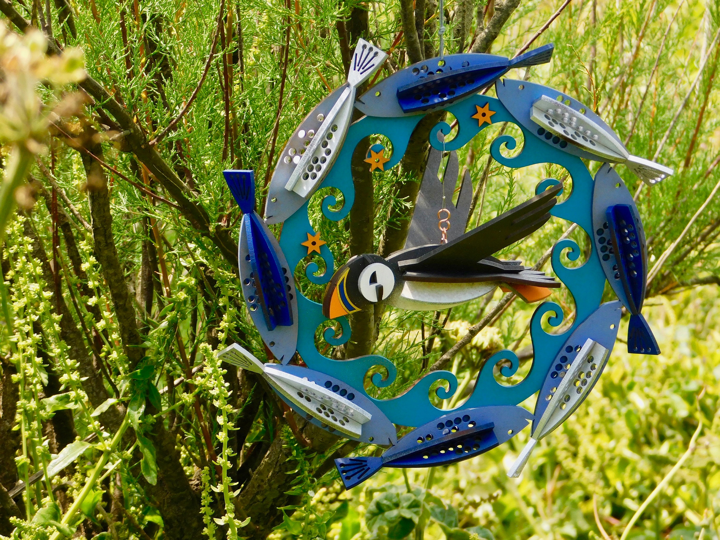 Flying Puffin Decoration With or Without Fish Wreath. Laser | Etsy