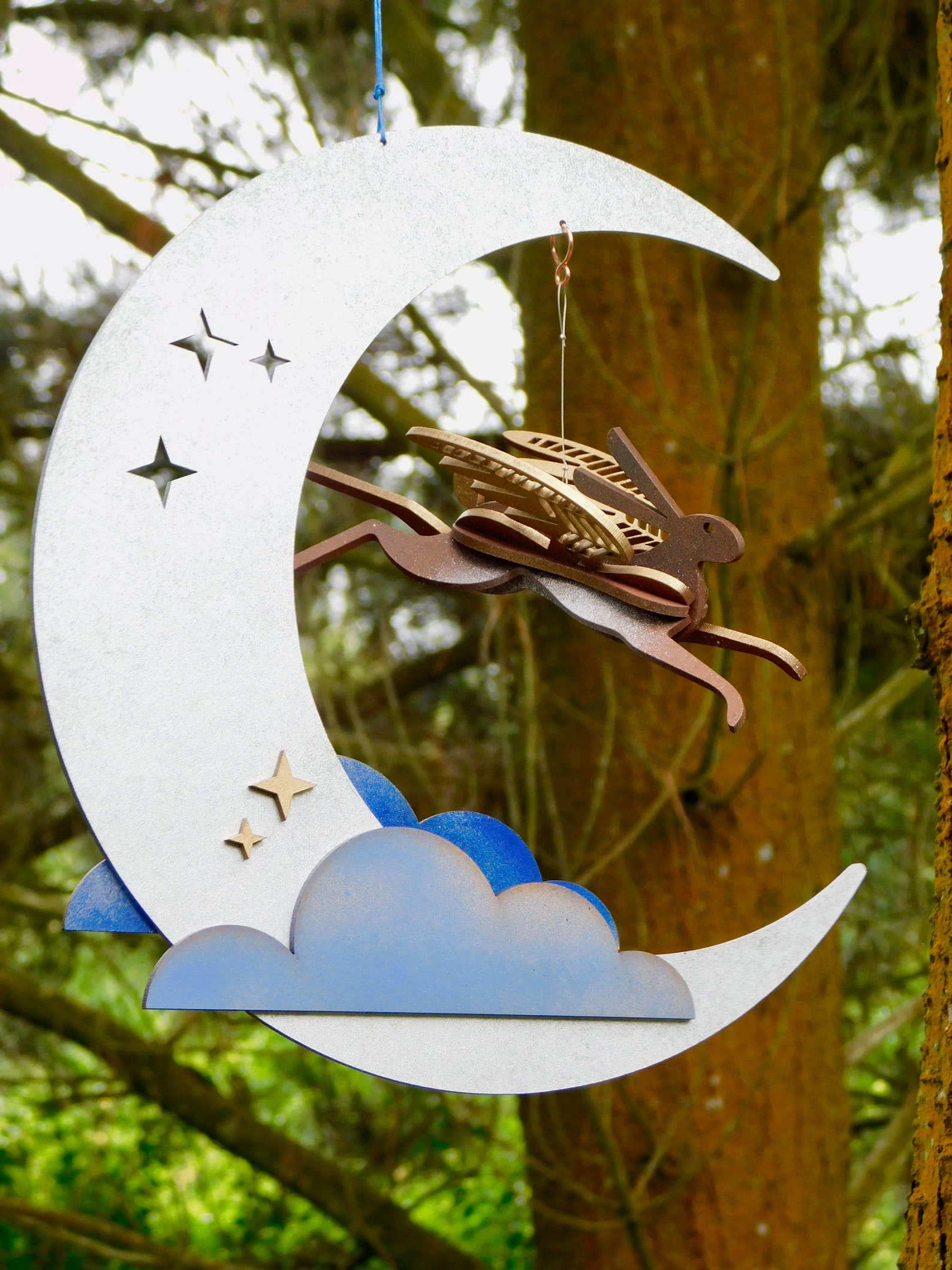Flying Hare Mobile Decoration With or Without Moon. Laser Cut - Etsy