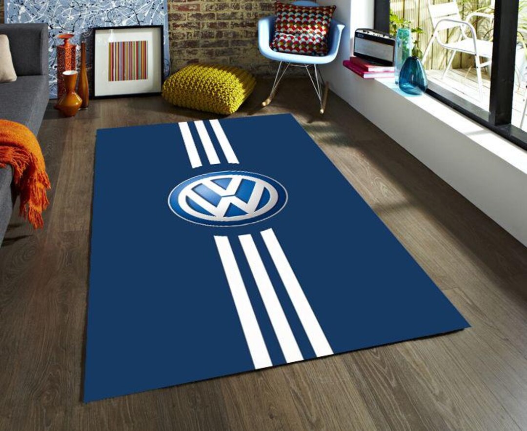 Volkswagen Logo Rug, VW Racing Stripe Carpet, Car Brand Floor Rug ...
