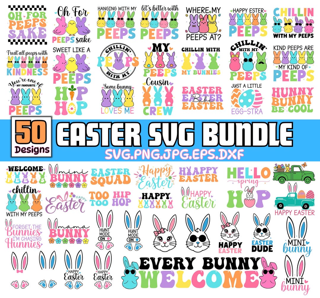 Easter SVG Bundle: 50 Bunny & Spring Designs (digital Download - Etsy