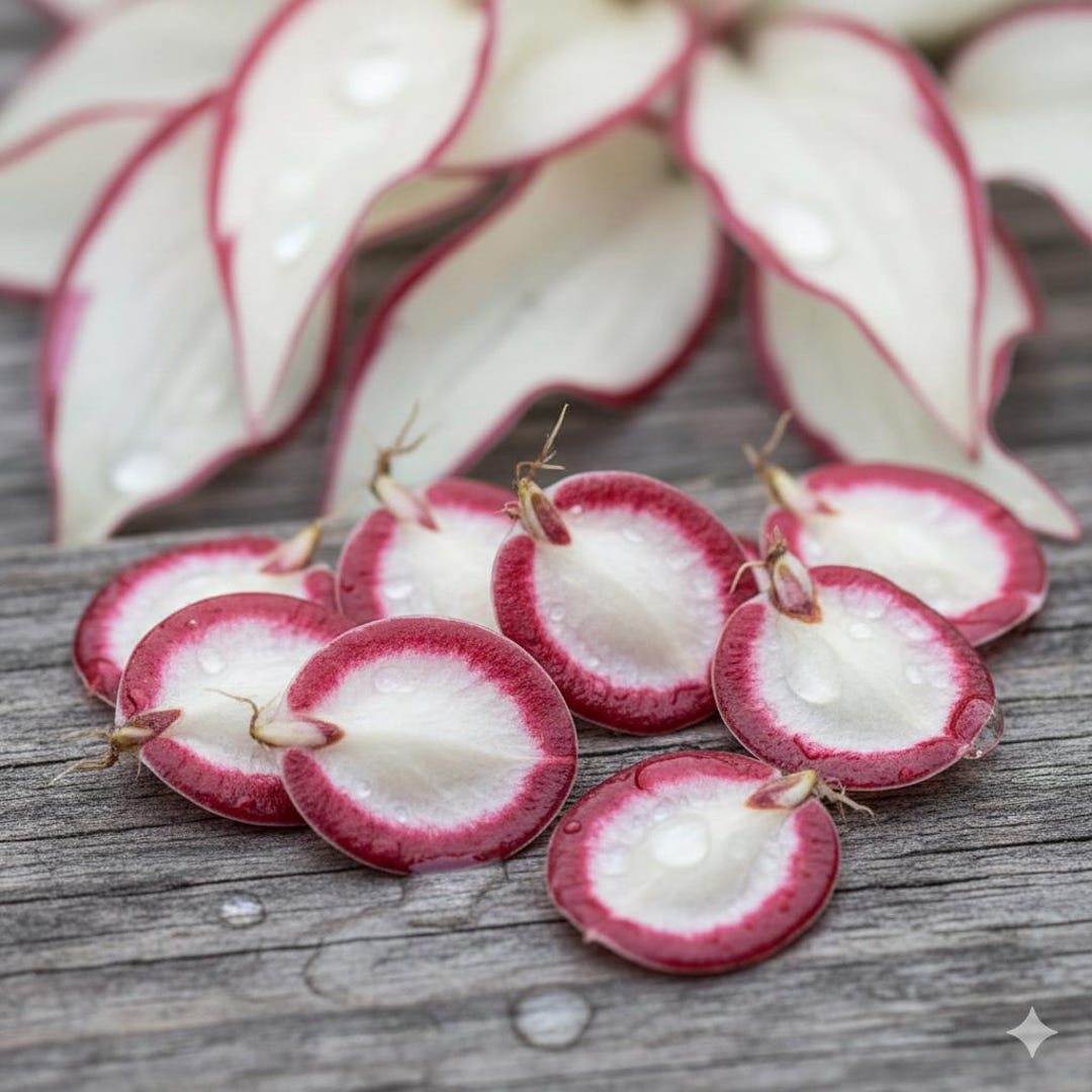 100 Stunning Contrast Hosta Seeds - Pure White Foliage With Thick Red ...