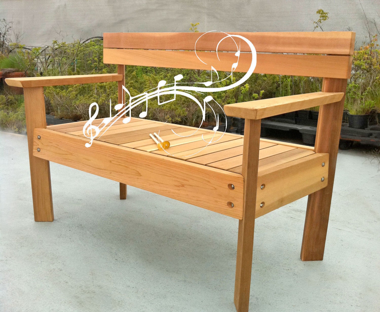 Musical Garden Bench, Marimba Cedar Bench, Musical Garden Bench ...