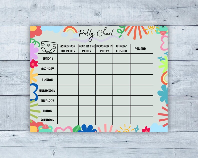 Toddler Potty Training Chart Bundle | Visual Schedule & Tracker (PDF ...