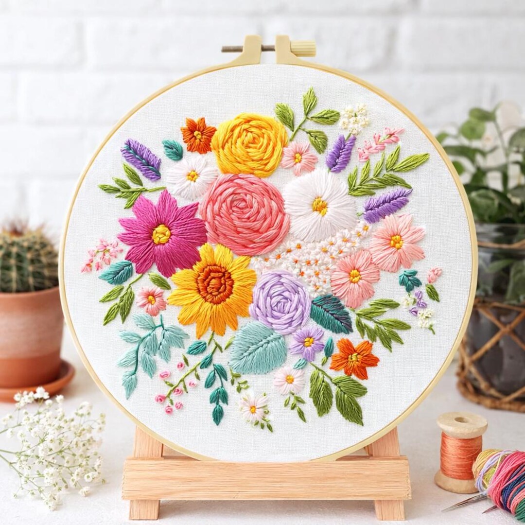 Beginner-friendly Embroidery Kit Inspired by Flowers, Featuring ...