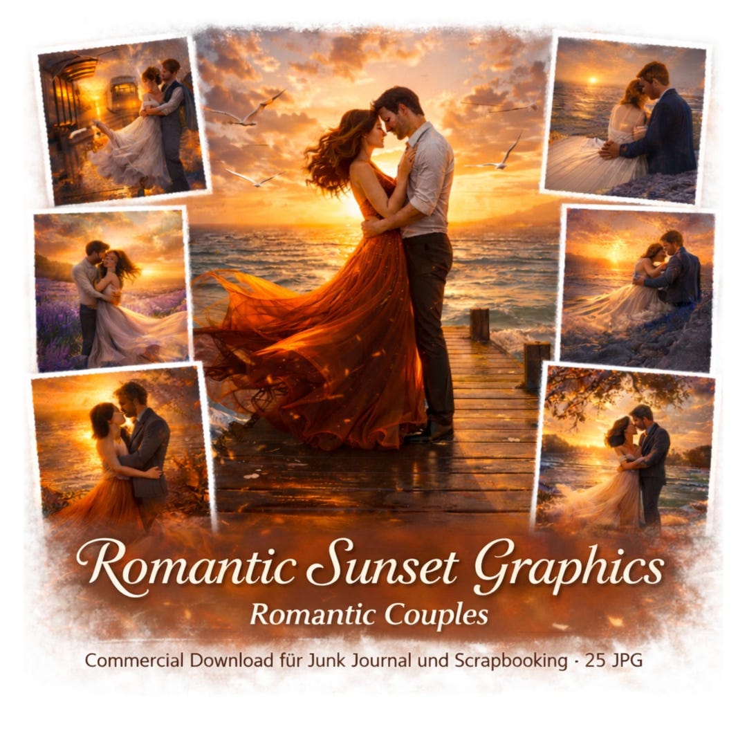 Romantic Sunset Graphics – Romantic Couple | Commercial Download for ...