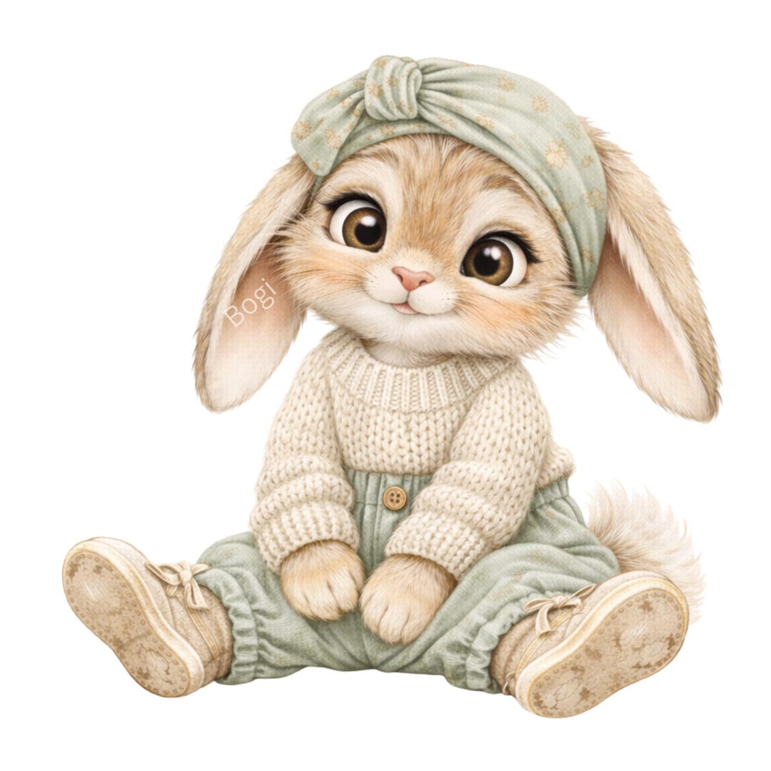 Easter Bunny Clipart Bundle – 16 Cute Baby Rabbit PNG, Pastel ...