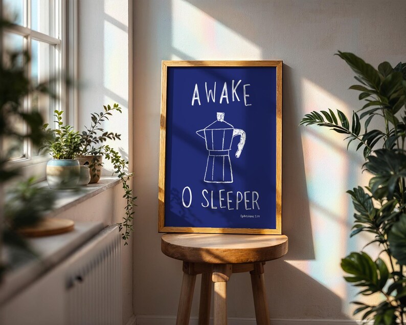 Awake O Sleeper Print Digital Download, Funny Christian Coffee Kitchen ...